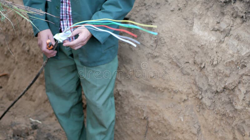 Internet Cable in the Ground Stock Photo - Image of communications ...