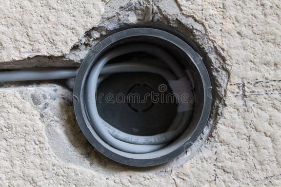 Internet Cable Inside a Wall Socket Stock Photo - Image of home, socket ...