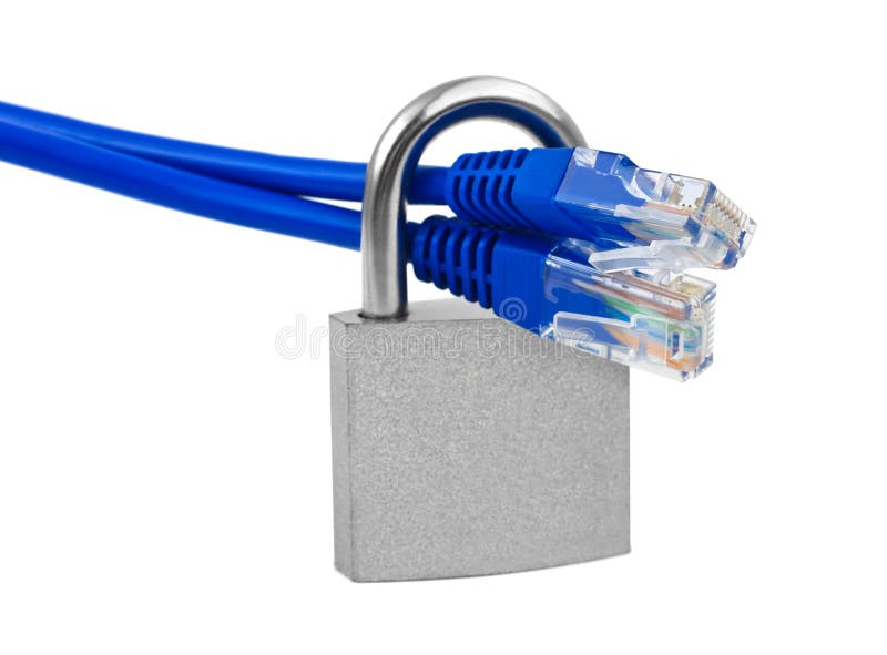 Internet cable and lock stock image. Image of isolated - 30497579