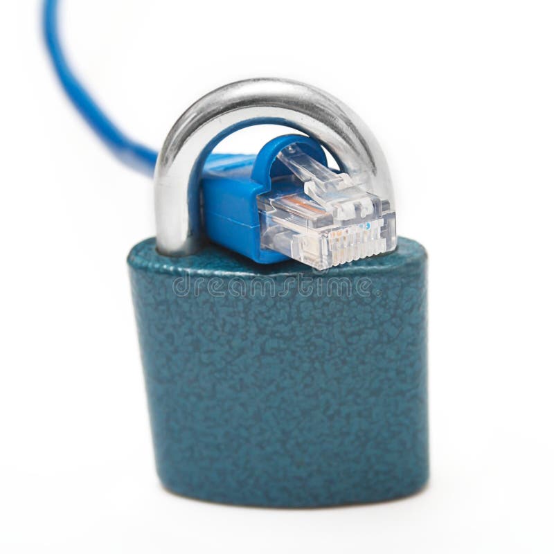 Internet cable and padlock stock image. Image of close - 17763985