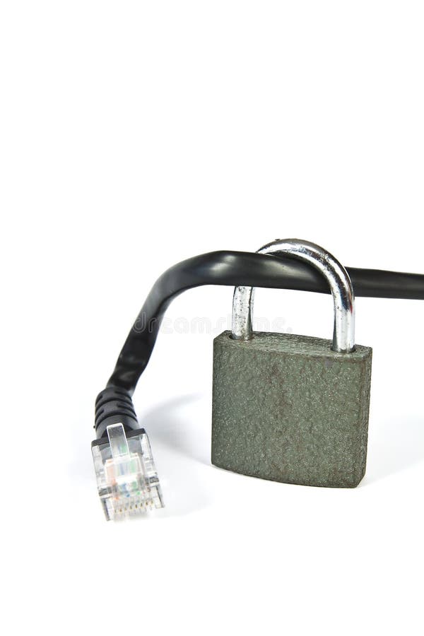 Internet Cable with a Padlock Stock Image - Image of online, connect ...