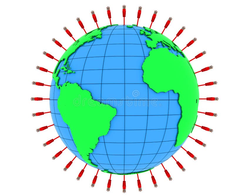 Internet Cable and Planet Earth Stock Illustration - Illustration of ...