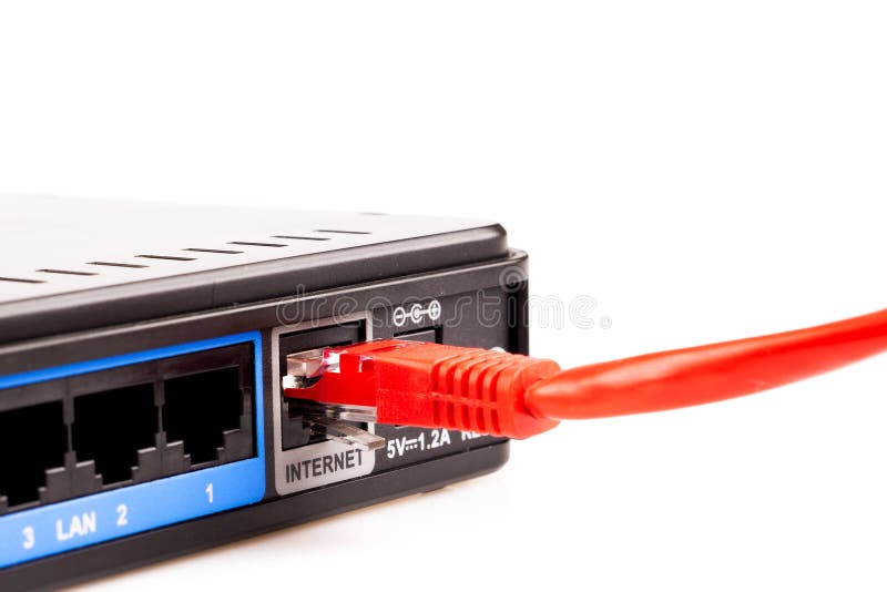 Internet Cable Plugged into Router Stock Image - Image of connector ...
