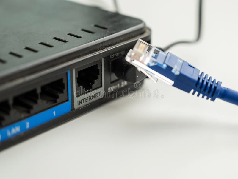 The Internet Cable is Pulled Out of the Router. Stock Image - Image of ...