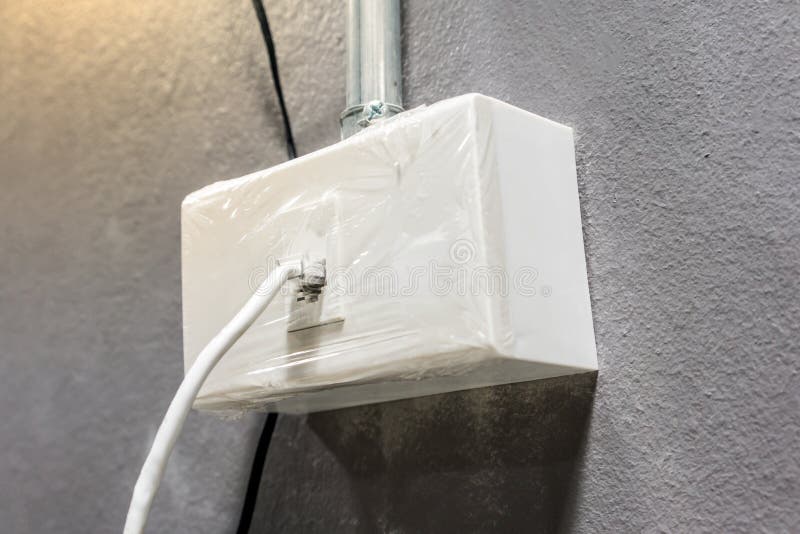 Internet Cable with White Network Outlet Stock Image - Image of socket ...