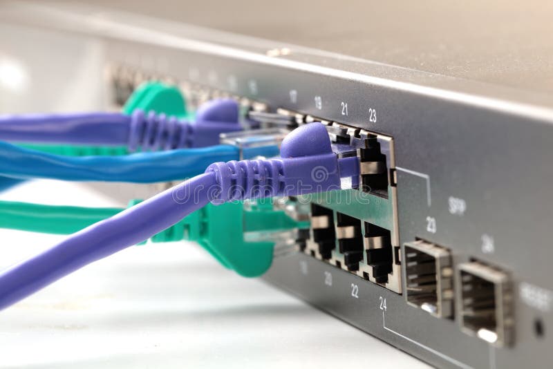Ethernet Cables Plugged into Router Stock Image - Image of ethernet ...