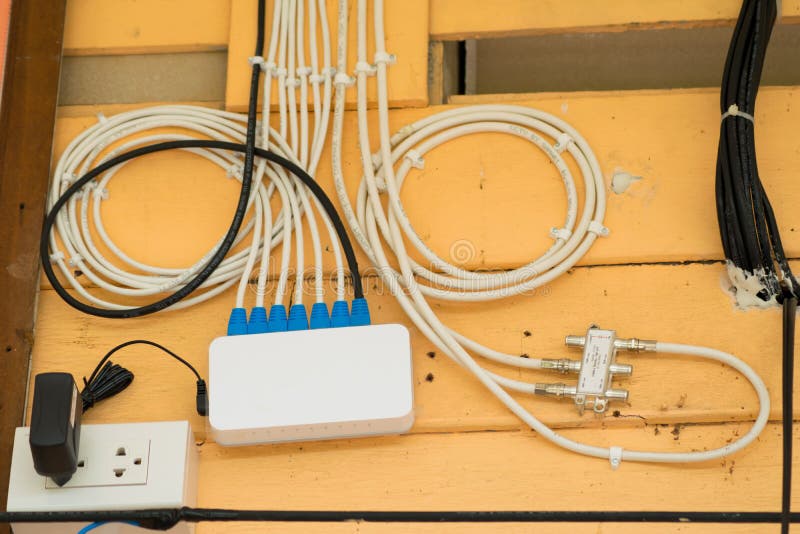 Internet cables box set stock photo. Image of communications - 101872466