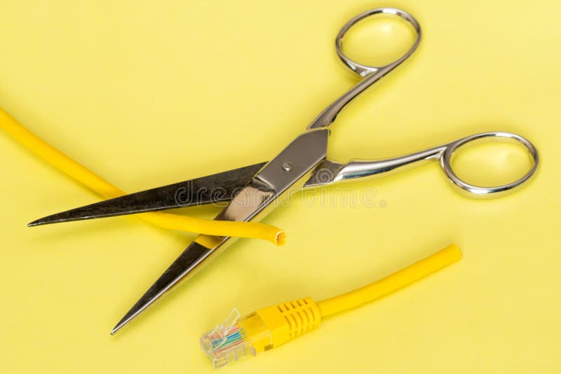 Scissors Cut the Network Cable Stock Image - Image of business ...