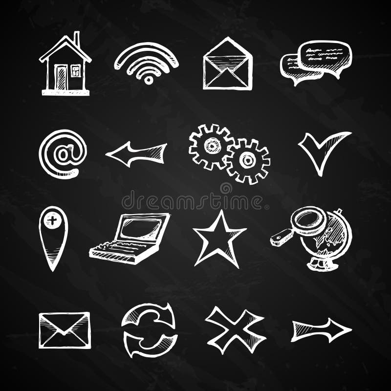 Internet chalkboard icons stock vector. Illustration of design - 215040695
