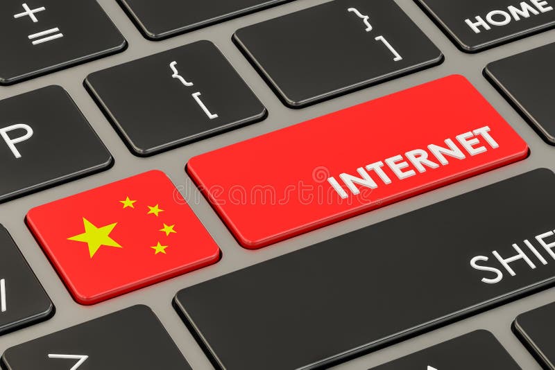Internet in China, Computer Keyboard with the Chinese Flag Stock Image ...