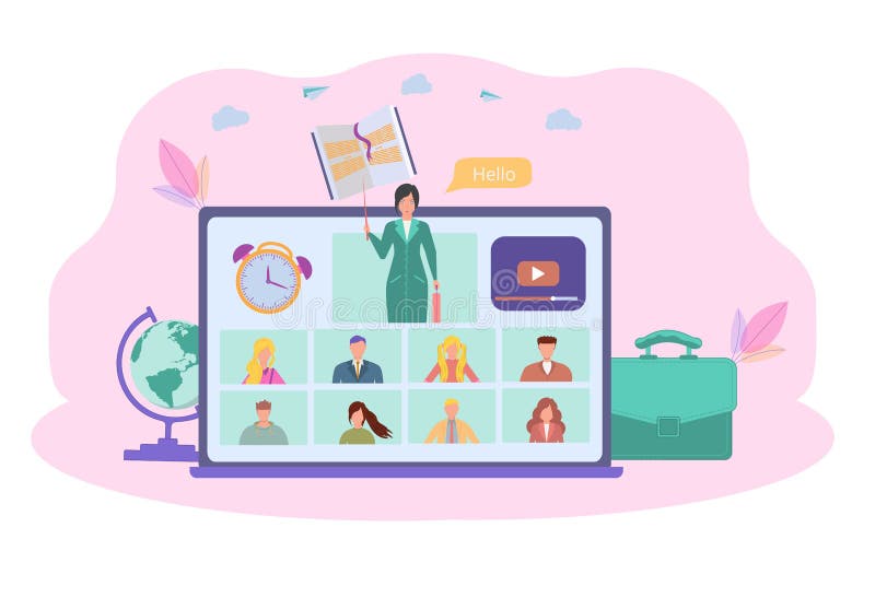 Internet Class. Stay at School. the Teacher Conducts Classes Online ...