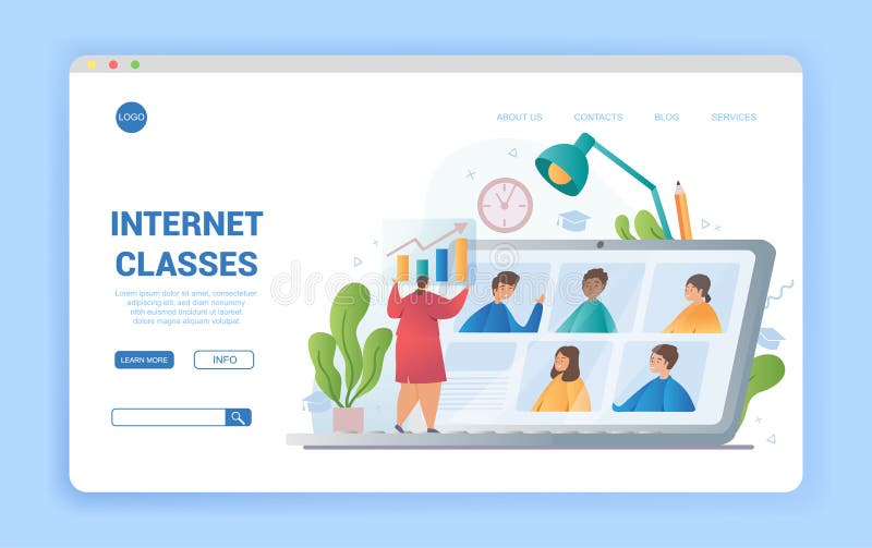 Internet Classes, E-learning or Distance Learning Concept Stock Vector ...