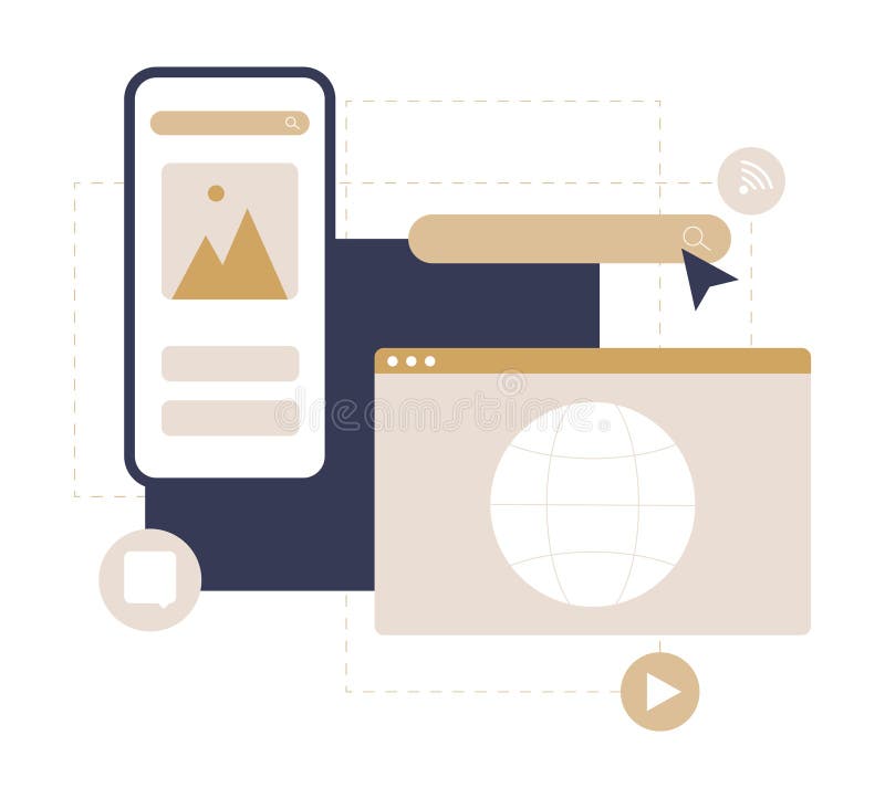 Internet Cloud Computing in Flat Vector Illustration Symbolizing Cloud Storage, Digital Data ...