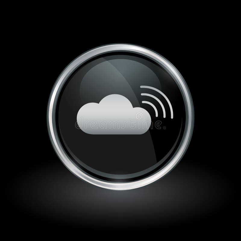 Internet Cloud Icon Inside Round Silver and Black Emblem Stock Vector ...