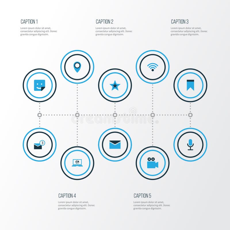 Internet Colorful Icons Set. Collection of Bookmark, Microphone ...