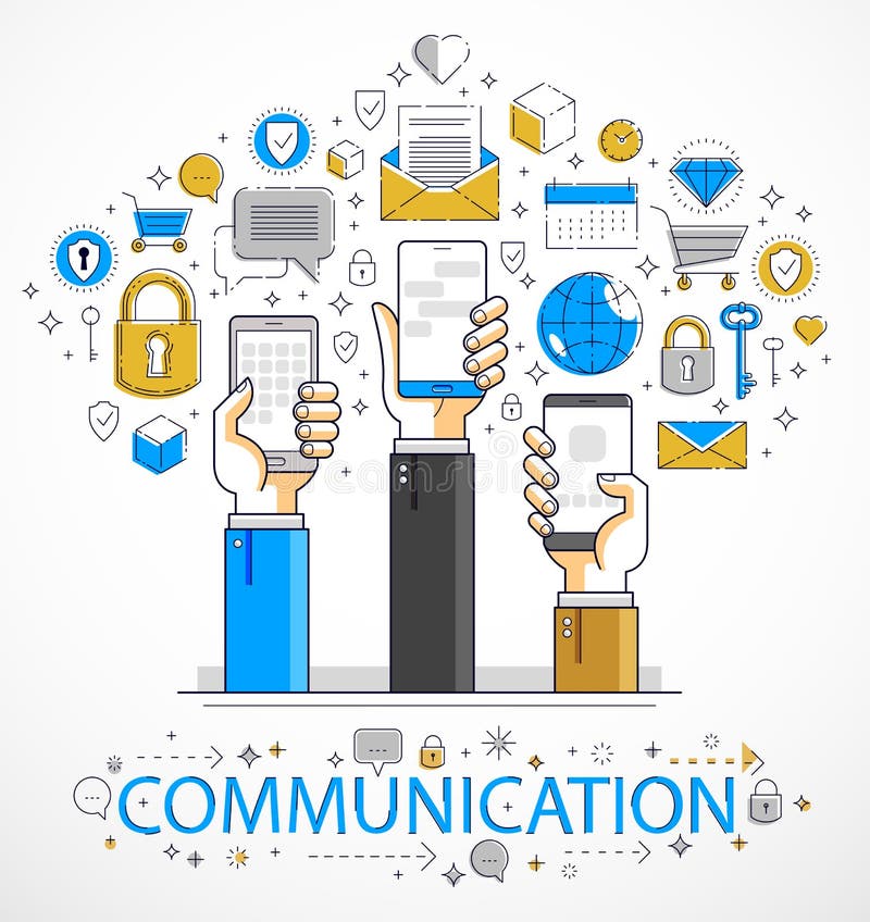 Internet Communication and Activity, People Hands Holding Phones and ...