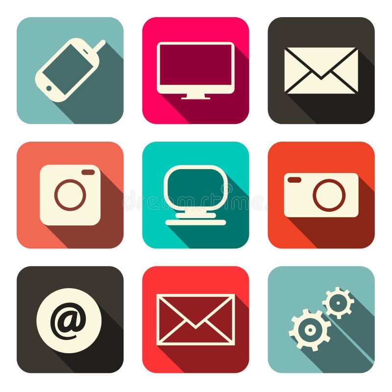 Internet Communication Icons Set Stock Vector - Illustration of ...