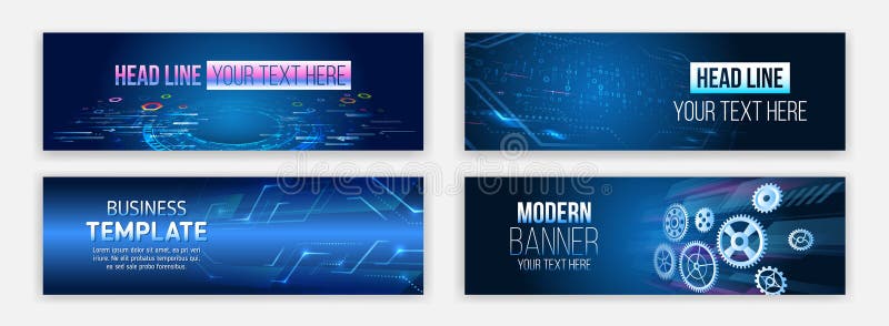 Internet Communication, Science, Big Data, Cover Design Set. Sci-fi ...