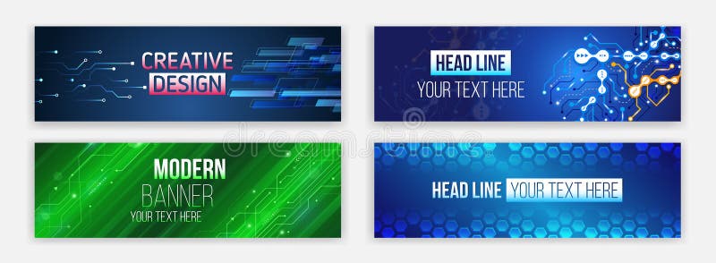 Internet Communication, Science, Big Data, Cover Design Set. Sci-fi ...