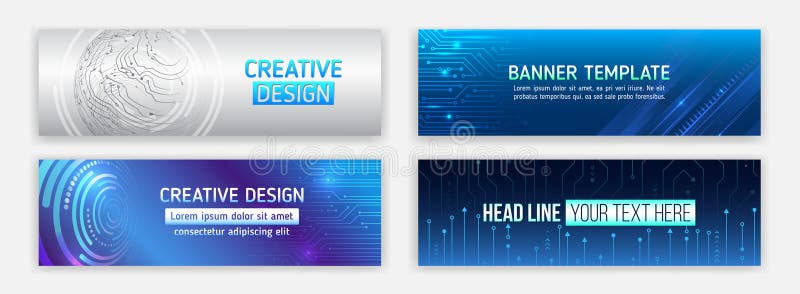 Internet Communication, Science, Big Data, Cover Design Set. Sci-fi ...