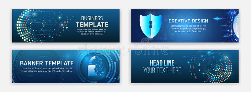 Internet Communication, Science, Big Data, Cover Design Set. Sci-fi ...