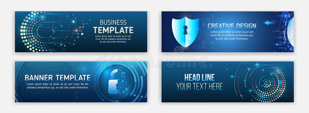 Internet Communication, Science, Big Data, Cover Design Set. Sci-fi ...