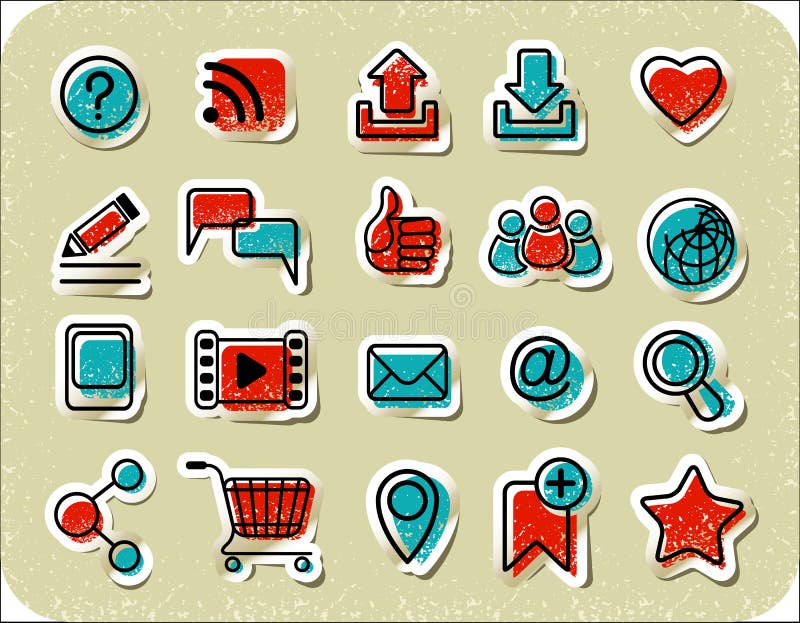 20 Internet Communication Stickers Stock Vector - Illustration of ...
