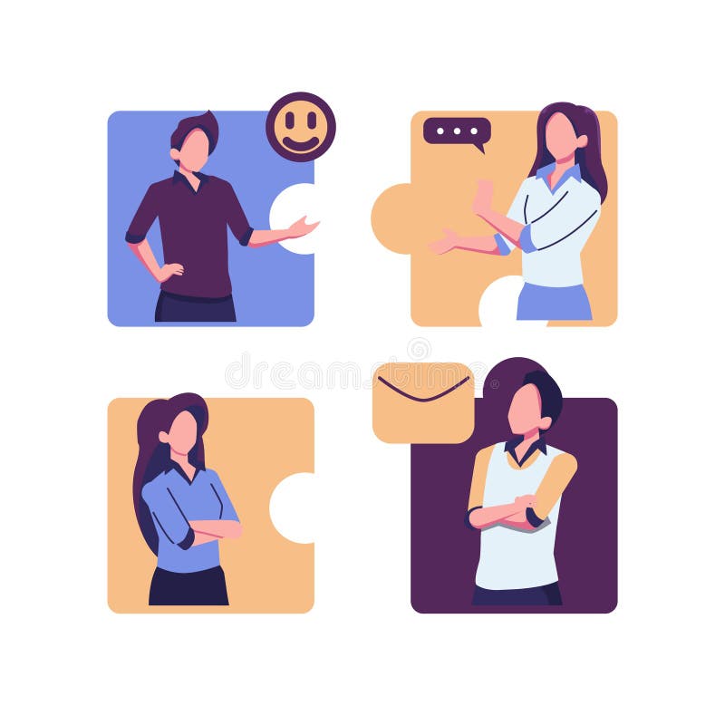 Internet Communication, Team Comunication Flat Style Illustration ...