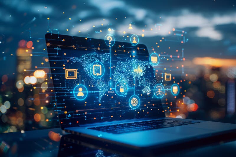 Internet Communication Technology. 3D Rendering Stock Illustration ...