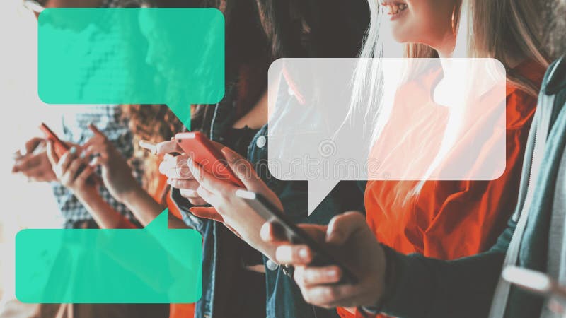 Internet Communication Virtual Chat People Texting Stock Photo - Image ...