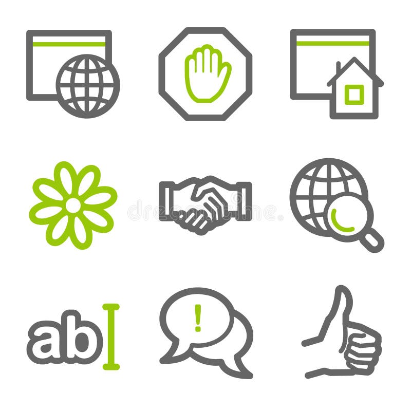 Communication Web Icons, Green Grey Solid Icons Stock Vector ...