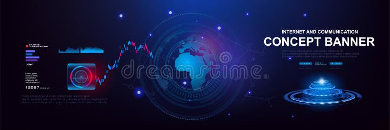 Internet Communications. Concept Banner with HUD Elements. Futuristic ...