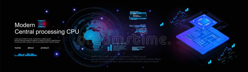 Internet and Communications. Concept Banner with HUD Elements Stock ...