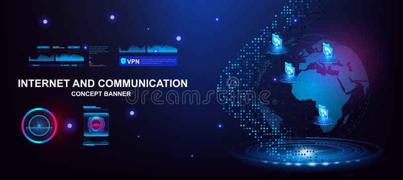 Internet and Communications. VPN Concept Banner. World Internet Network ...