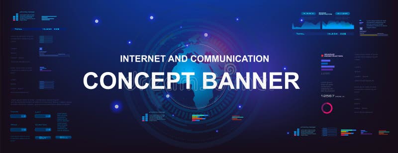 Internet Concept Banner. World Internet Technologies and Communications ...