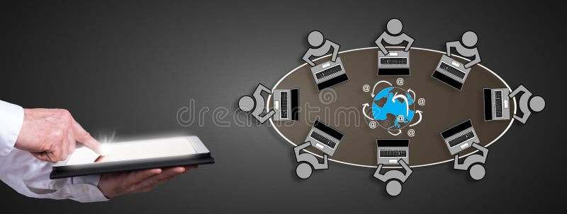 Internet Concept with Man Using a Tablet Stock Image - Image of ...
