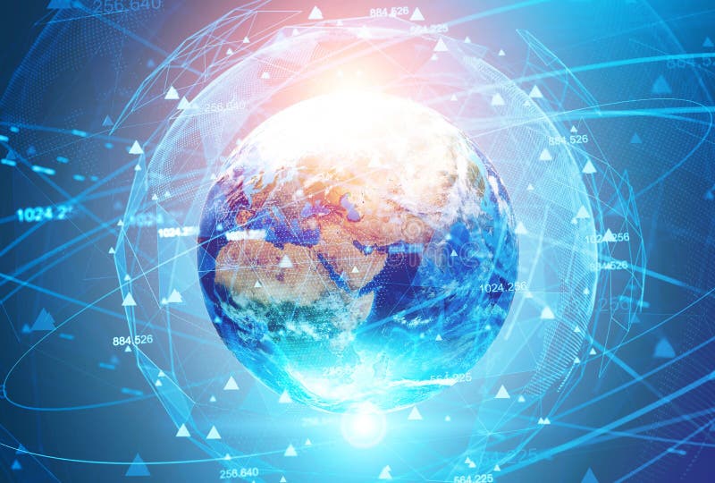 Internet Connection and Communication, Earth Stock Illustration ...