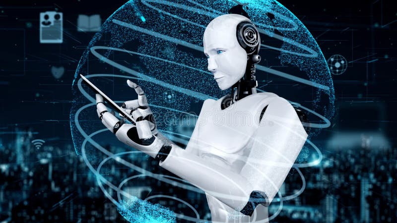 Internet Connection Controlled by AI Robot Huminoid and Machine ...