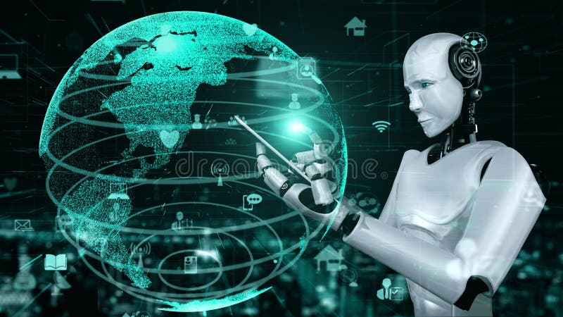 Internet Connection Controlled by AI Robot Huminoid and Machine ...