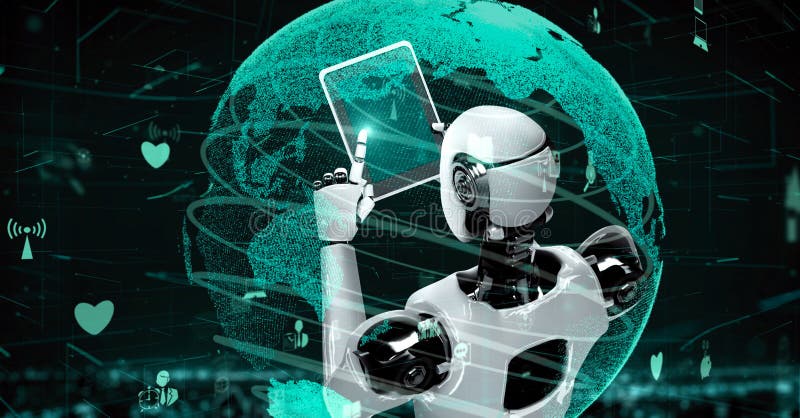 Internet Connection Controlled by AI Robot Huminoid and Machine ...