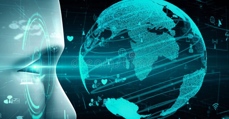 Internet Connection Controlled by AI Robot Huminoid and Machine ...