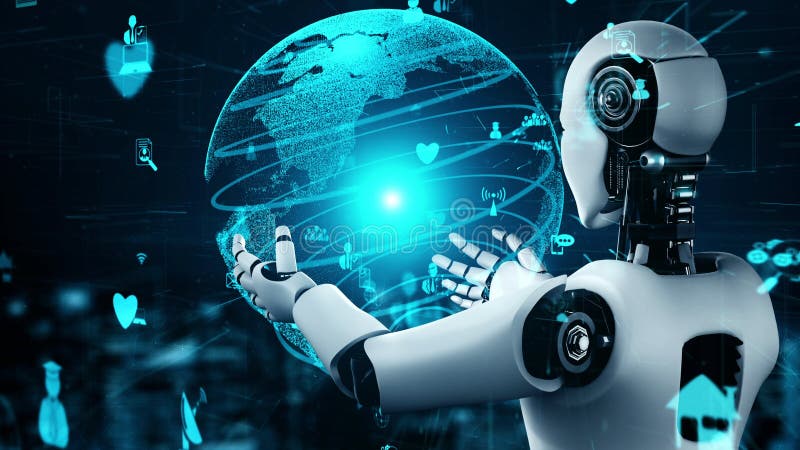 Internet Connection Controlled by AI Robot Huminoid and Machine ...