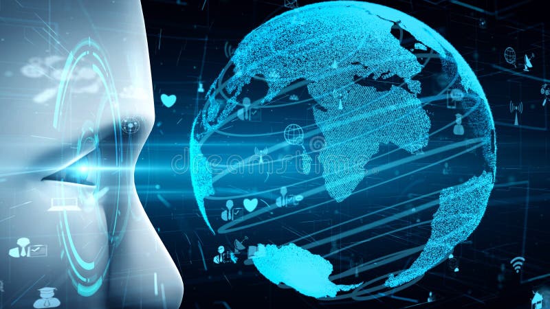 Internet Connection Controlled by AI Robot Huminoid and Machine ...