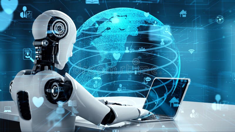 Internet Connection Controlled by AI Robot Huminoid and Machine ...