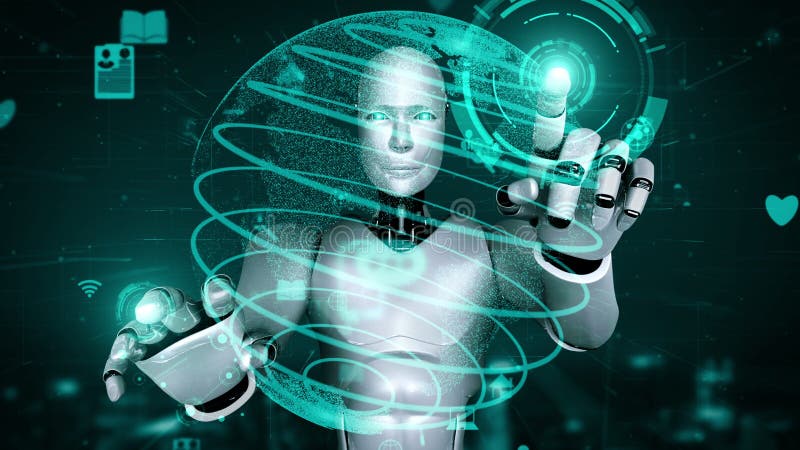 Internet Connection Controlled by AI Robot Huminoid and Machine ...