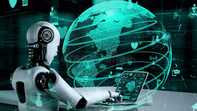 Internet Connection Controlled by AI Robot Huminoid and Machine ...