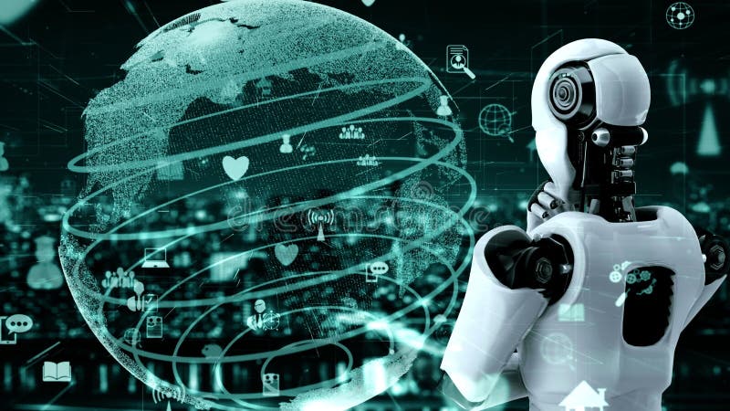 Internet Connection Controlled by AI Robot Huminoid and Machine ...