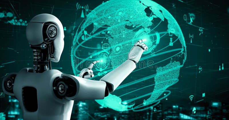 Internet Connection Controlled by AI Robot Huminoid and Machine ...