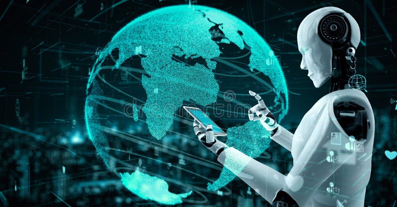 Internet Connection Controlled by AI Robot Huminoid and Machine ...