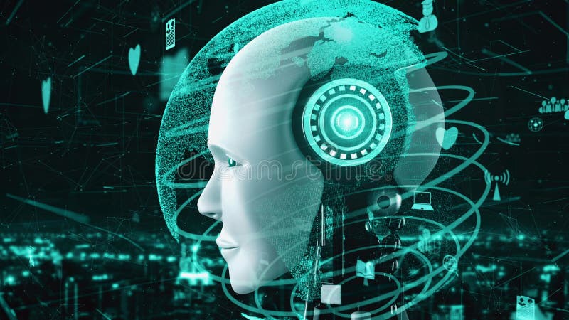 Internet Connection Controlled by AI Robot Huminoid and Machine ...